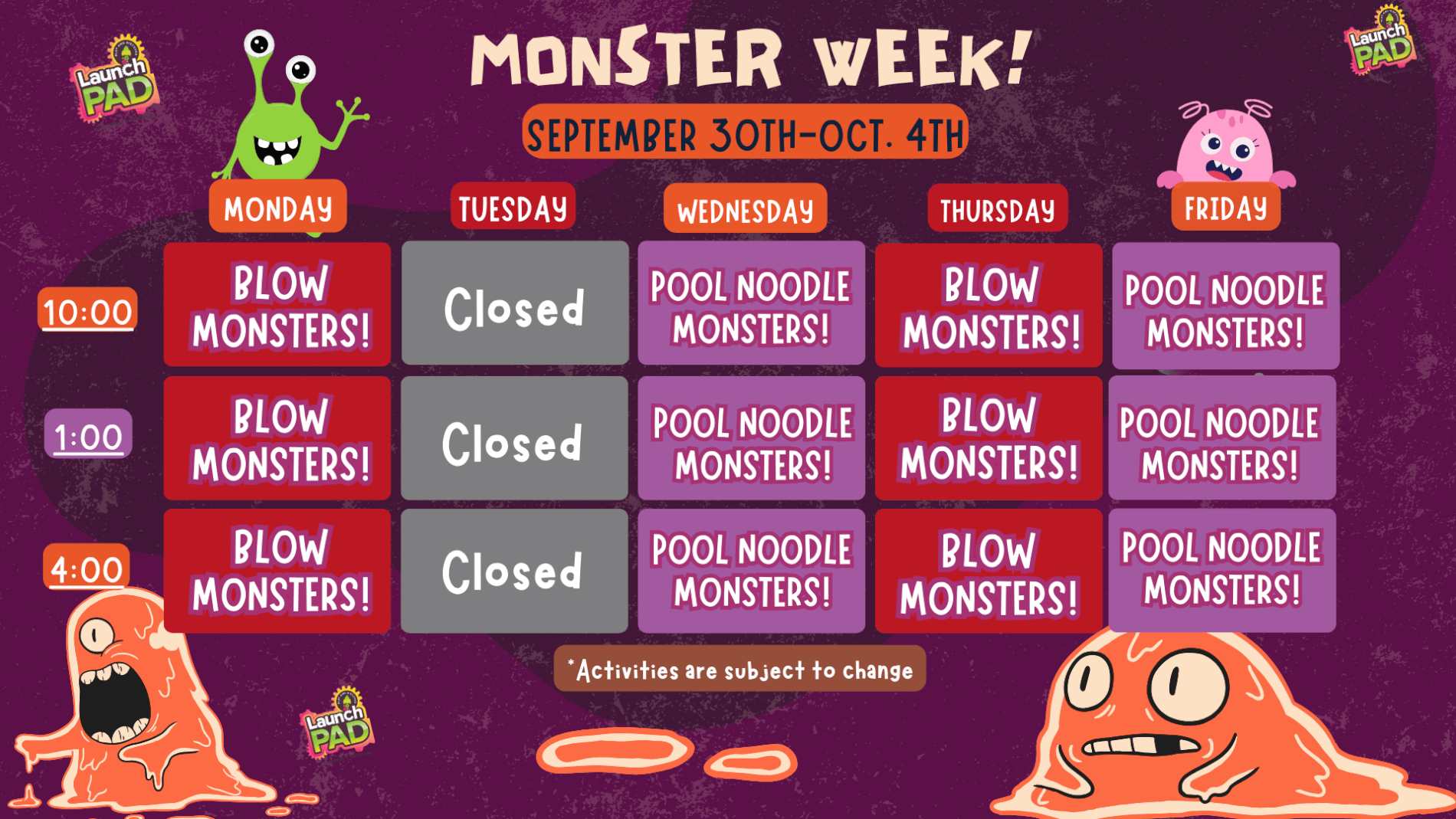 Monster Week at LaunchPAD! | ExploreSiouxLand.com