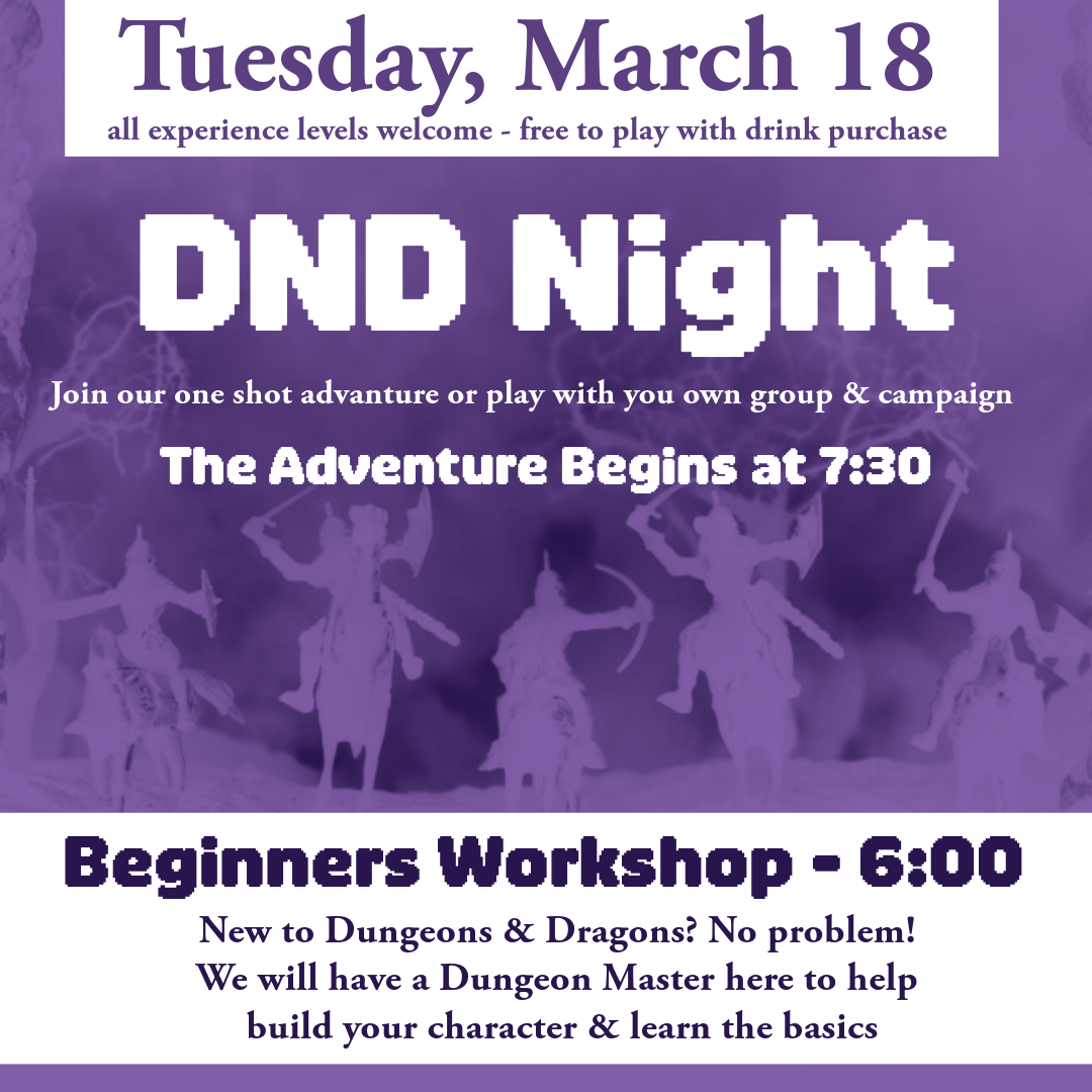 DND Night – Beginners Welcome – at The Warp Zone Bar & Arcade ...