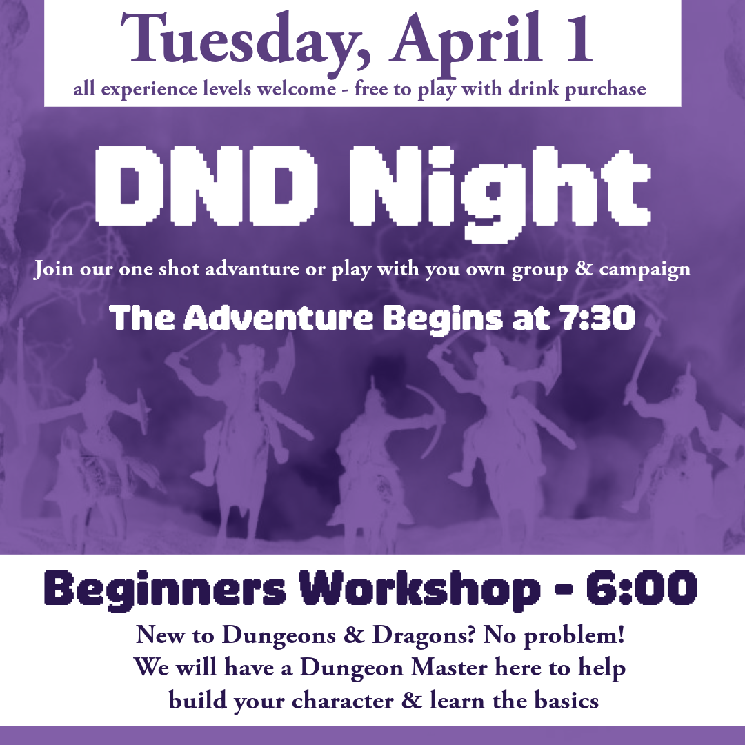 DND Night – Beginners Welcome – at The Warp Zone Bar & Arcade ...